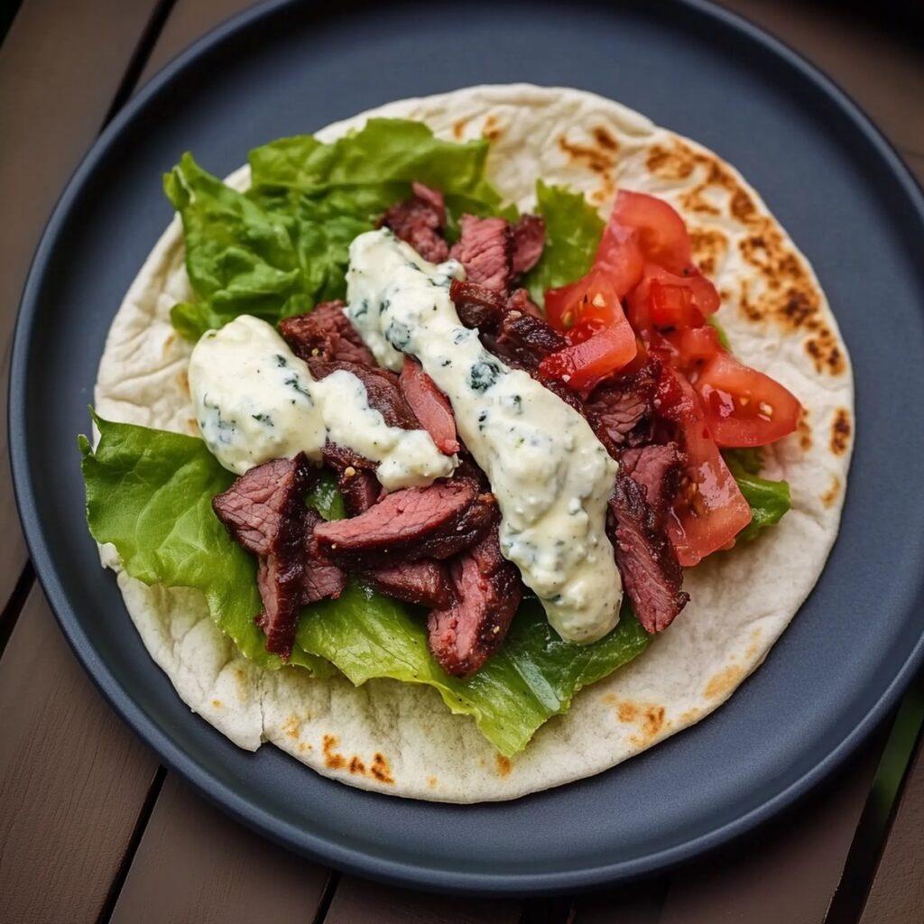 Zesty Smoked Beef and Bleu Cheese Pita Wrap Recipe for Lunch - Perfect Savory 450