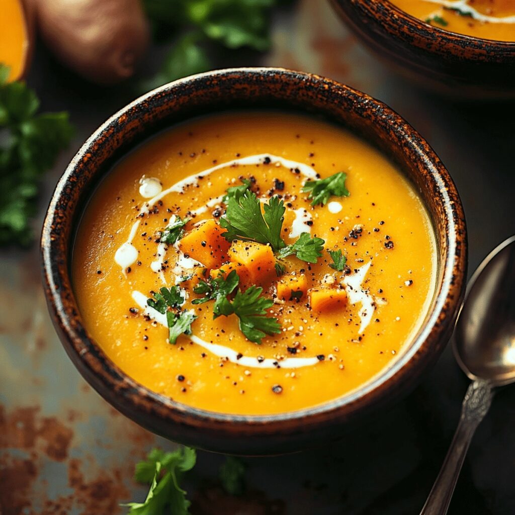 Velvety Butternut Squash Sweet Potato Soup Recipe for Fall - Perfect ...