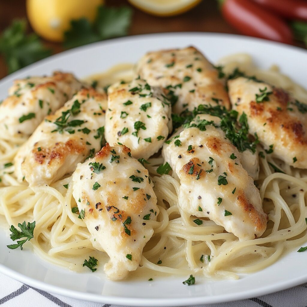 Copycat Chicken Scampi Recipe Inspired by Olive Garden - Perfect Savory 450