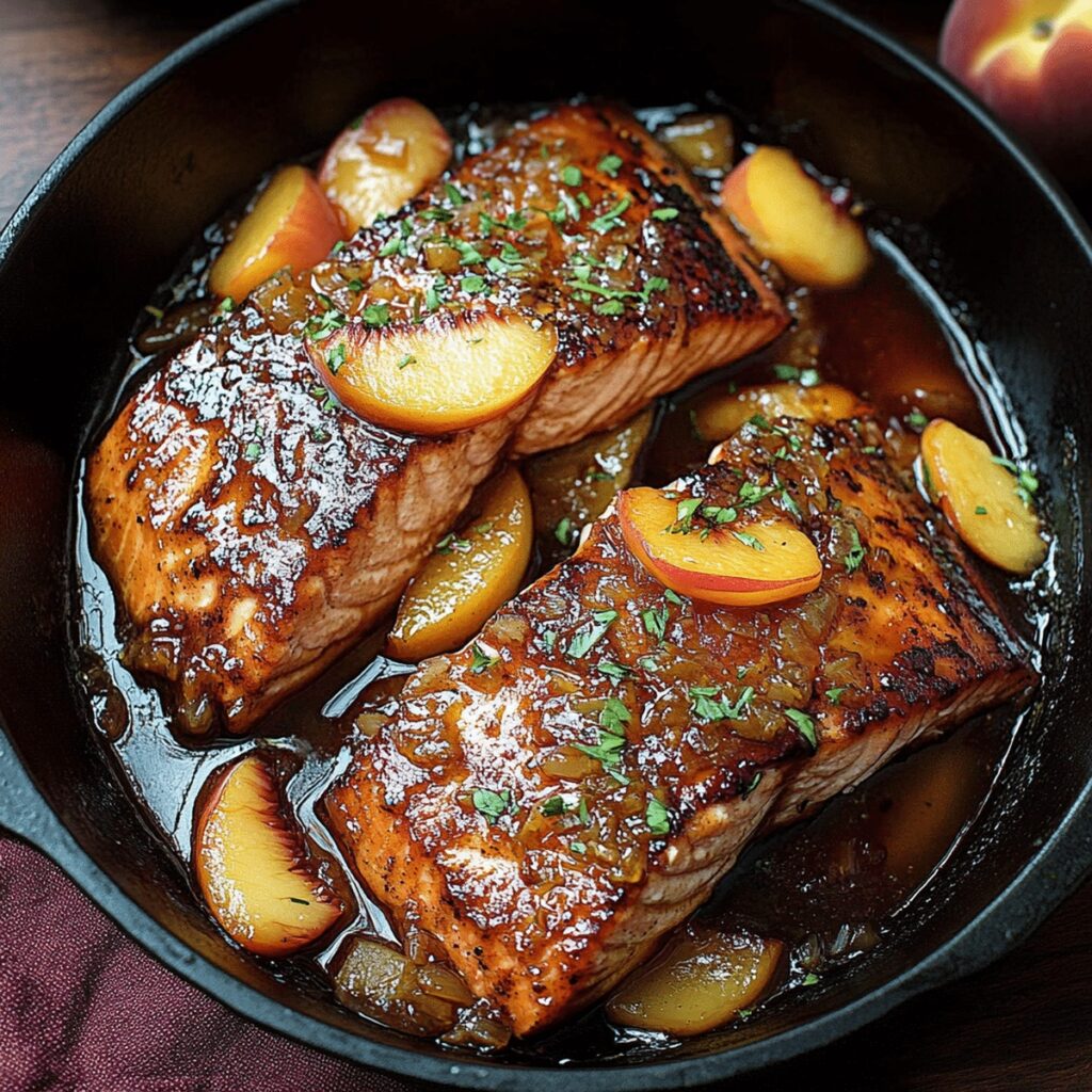 Juicy Bourbon-Kissed Peach Salmon Grill Recipe - Perfect Savory 450