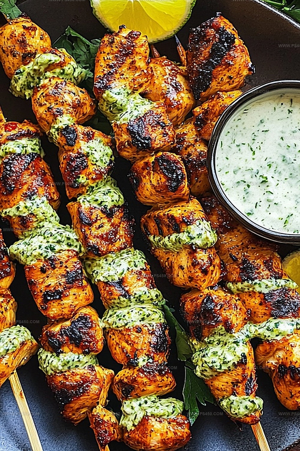 Grilled Peruvian Chicken Skewers Recipe with Sauce - Perfect Savory 450